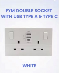 Fung Yip F2723-SUSB 13A 2G Sw/Skt C/W A+A+C (White)